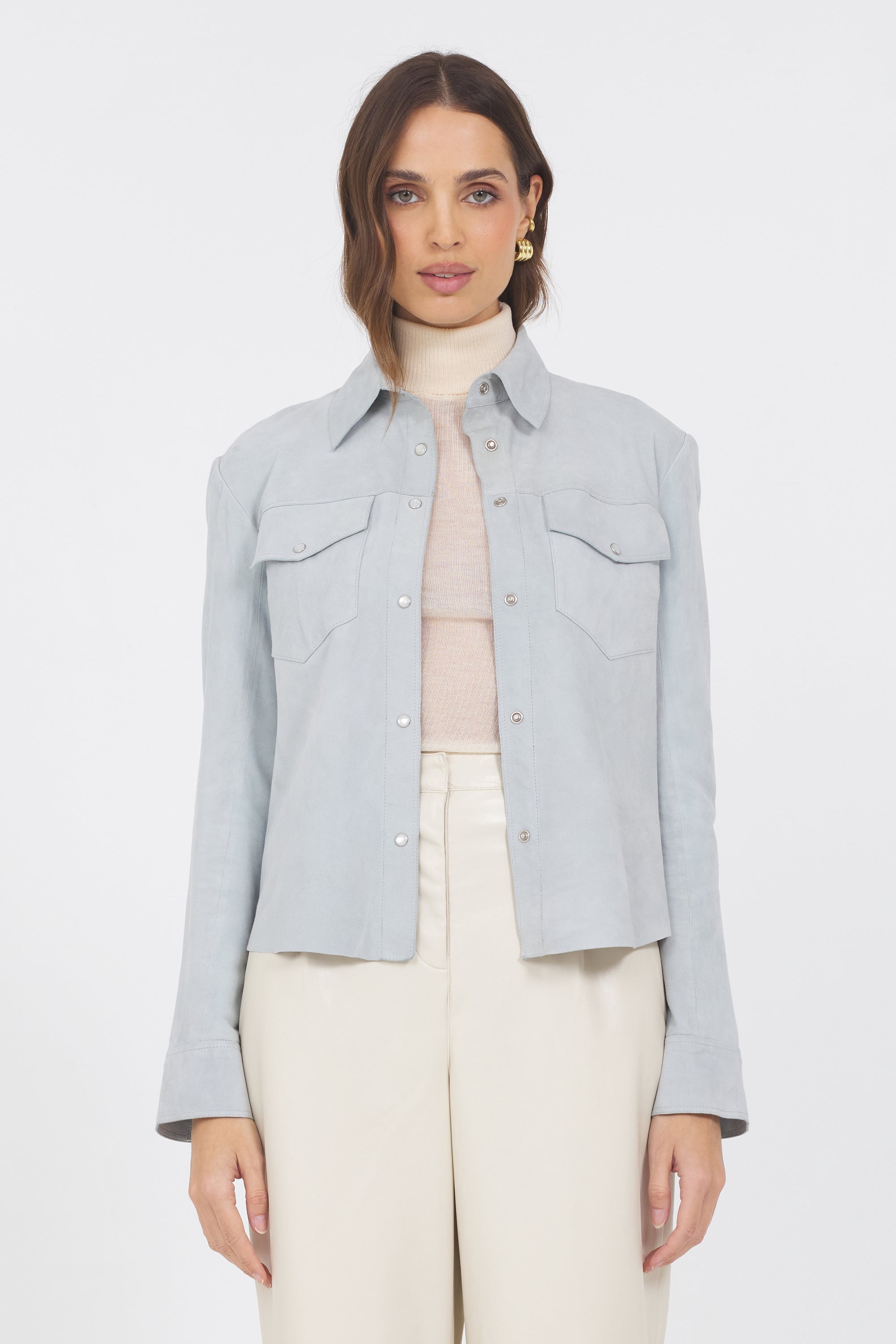 Rowan Washed Suede Jacket Sky – jakett