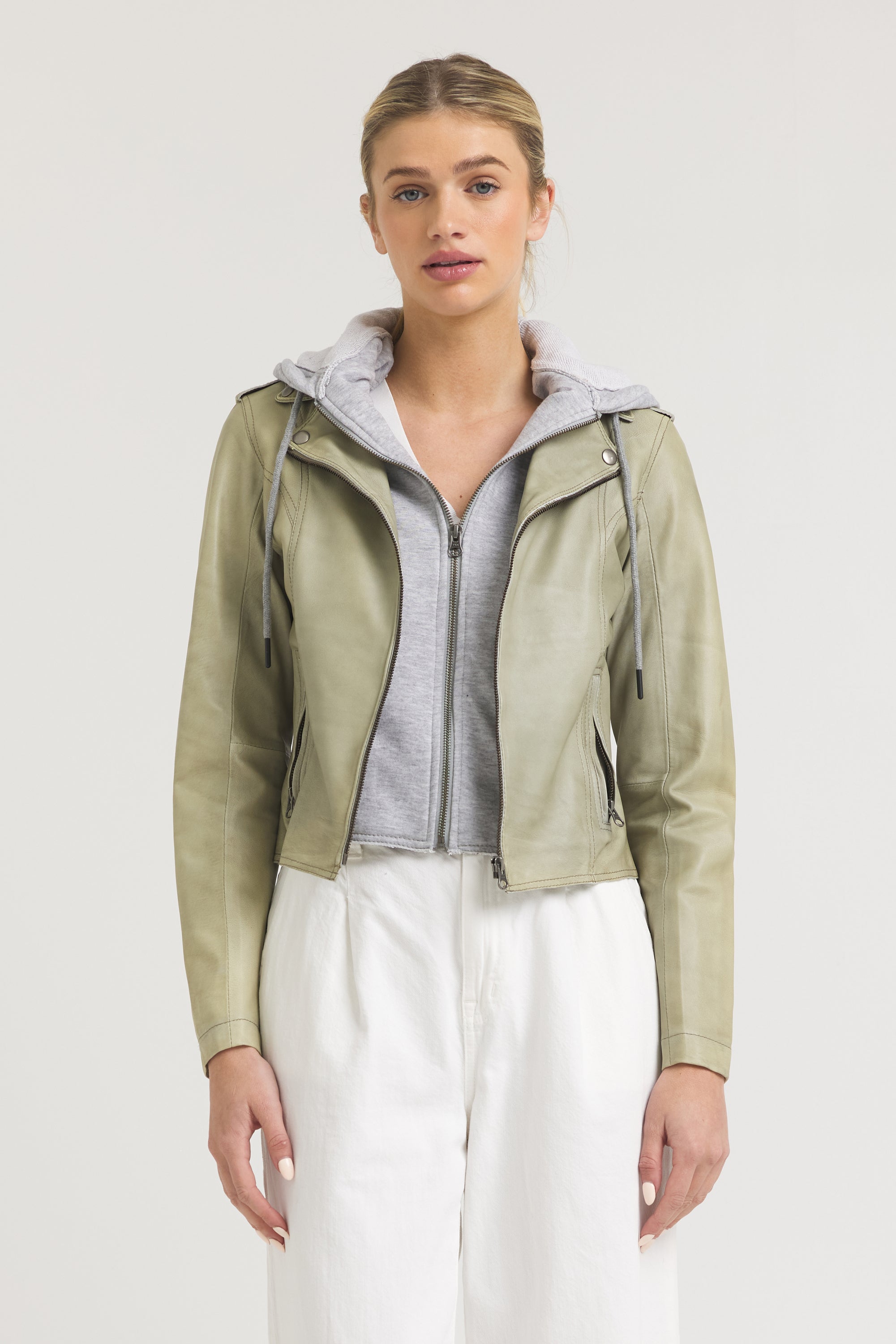 Molly Patina Leather Jacket Celadon – jakett