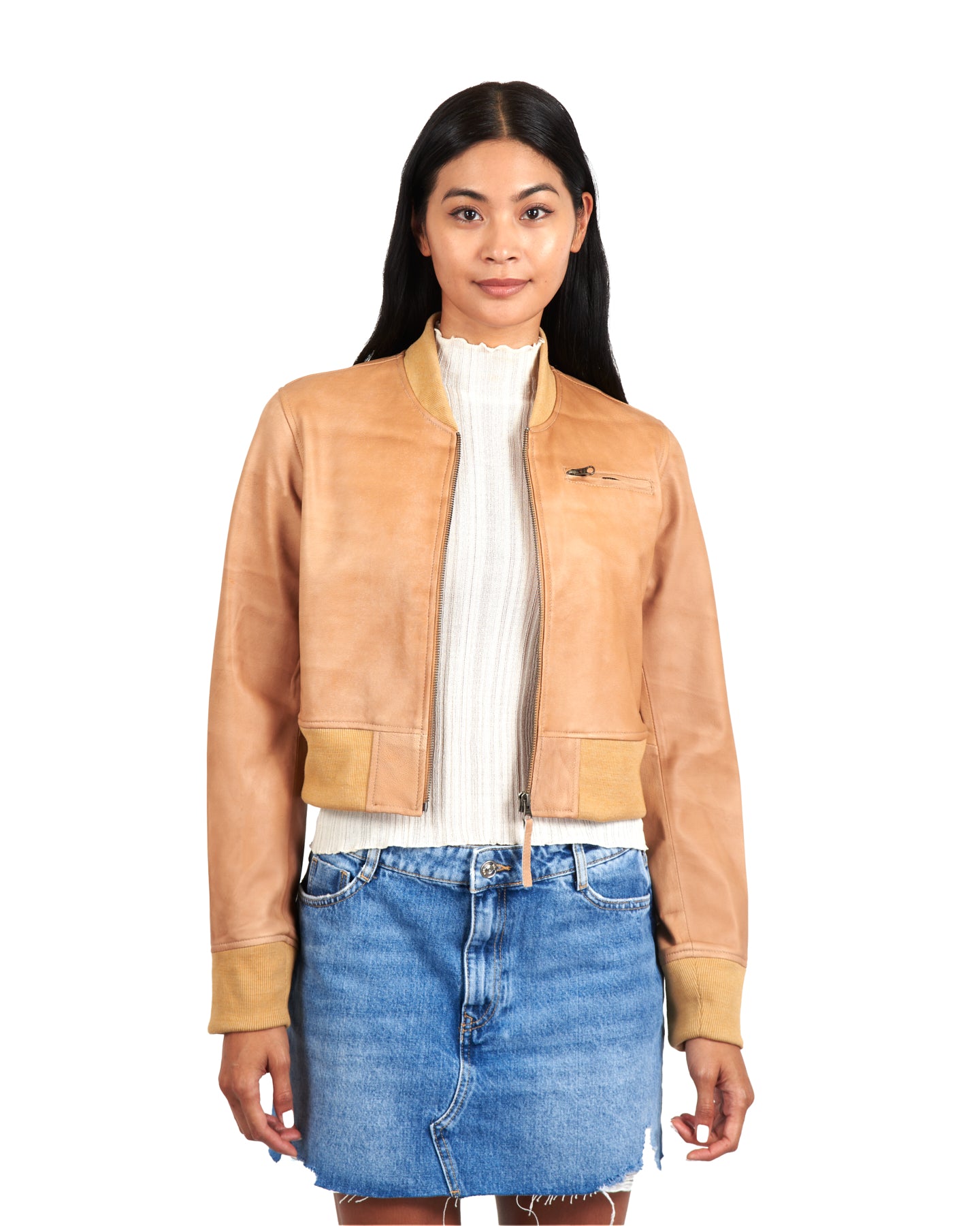 Collins Patina Leather Jacket Au Lait – jakett