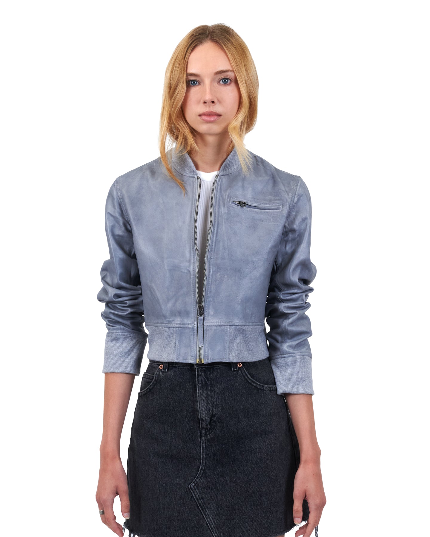 Collins Patina Leather Jacket Steel – jakett