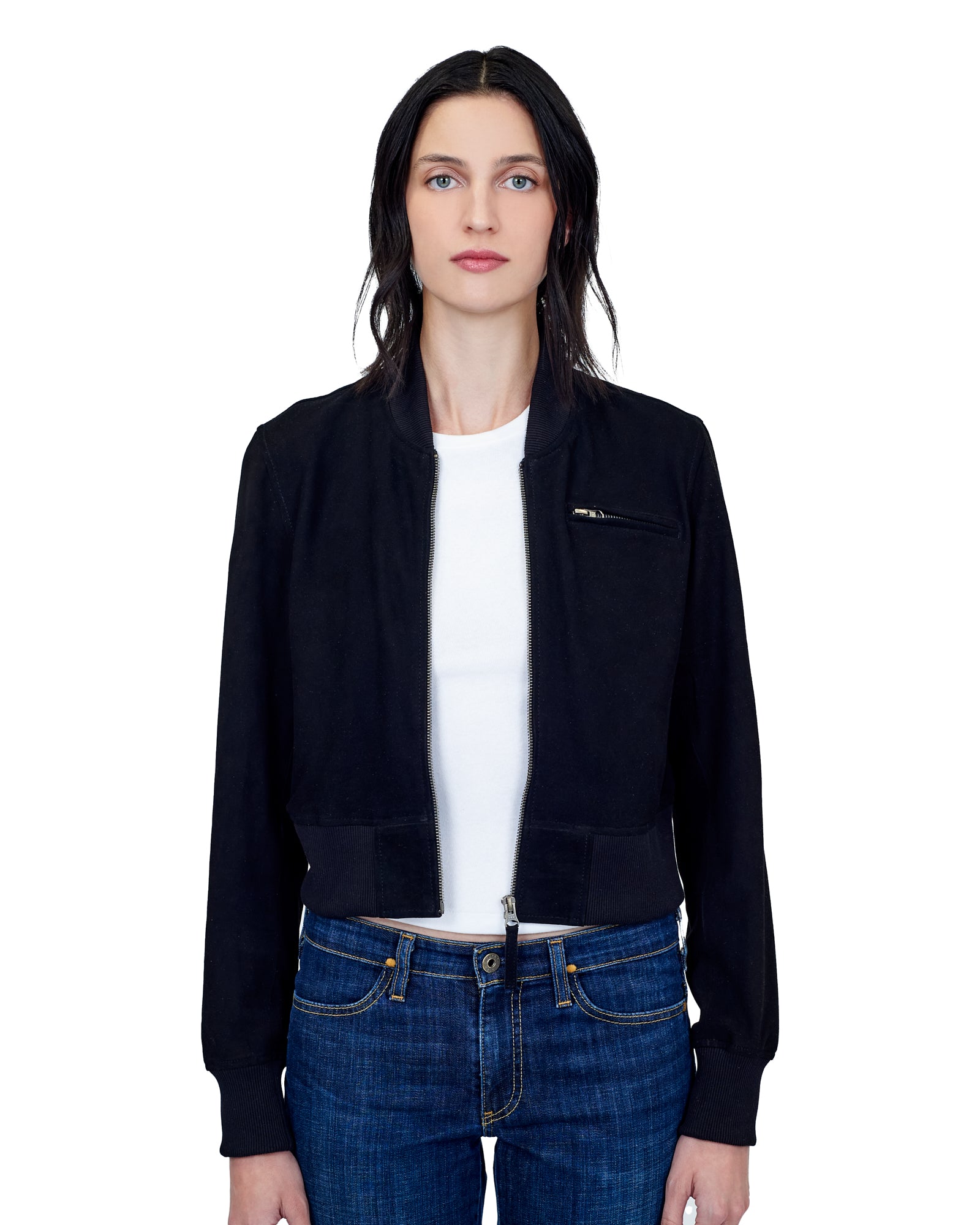 Collins Washed Suede Jacket Black – jakett