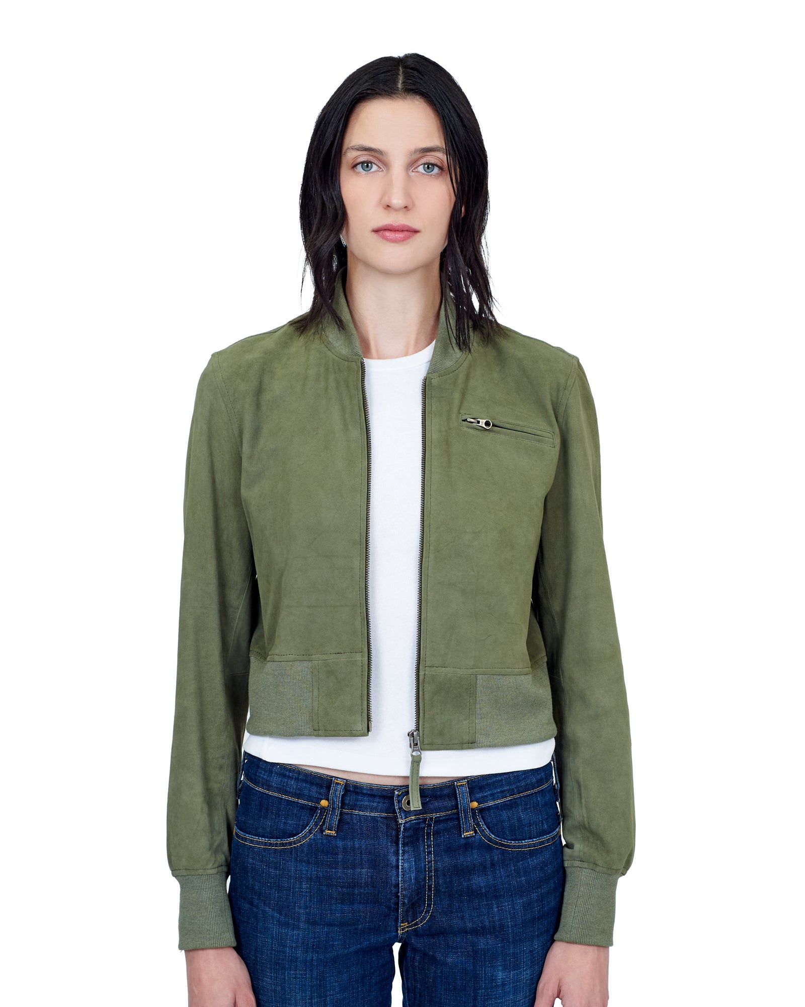 Collins Washed Suede Jacket Sage – jakett