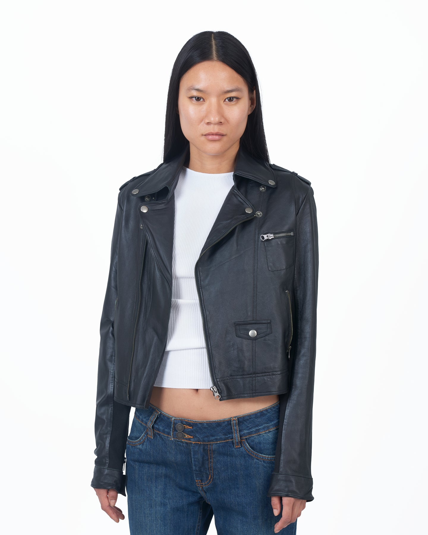 Piper Burnished Leather Jacket Black – jakett